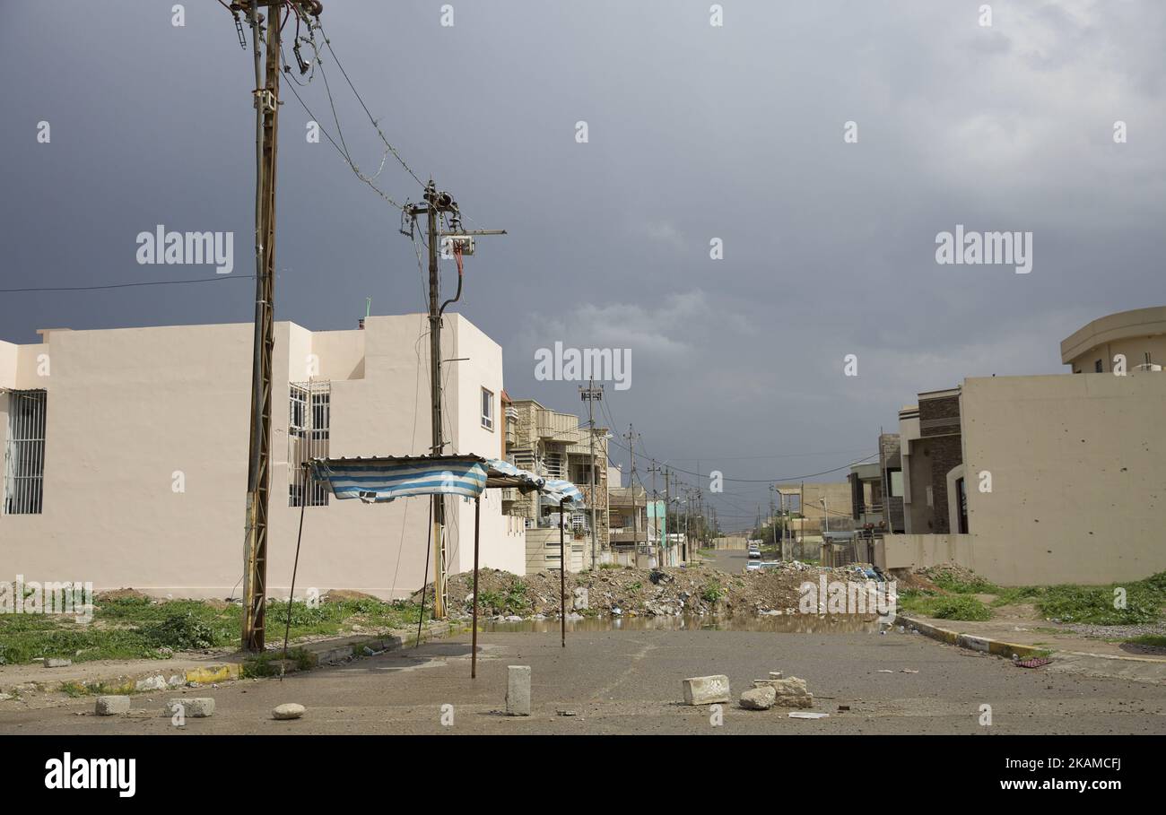 A general view shows a destroyed street of East Mosul, Iraq on 3 April ...
