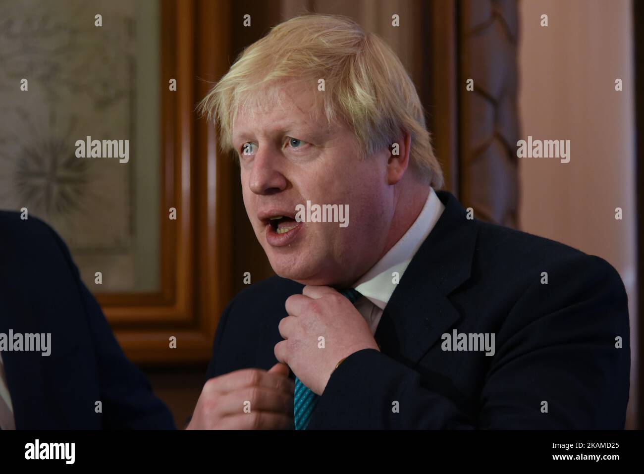 British Foreign Secretary Boris Johnson, at the Greek Foreign Ministry ...