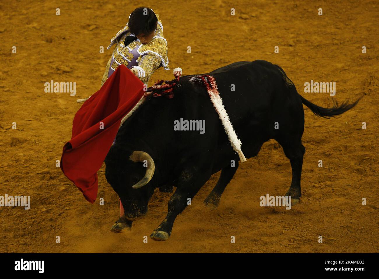 Peruvian matador Andres Roca Rey during a bullfight at Campo Pequeno ...