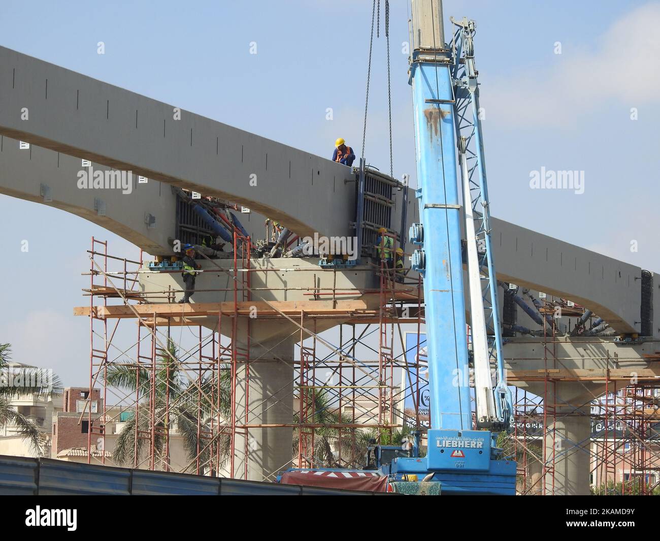 Cairo, Egypt, October 14 2022: Construction site of new Cairo monorail ...