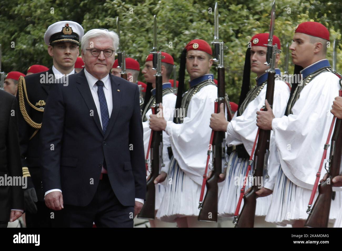 German President Frank-Walter Steinmeier with his Greek counterpart ...