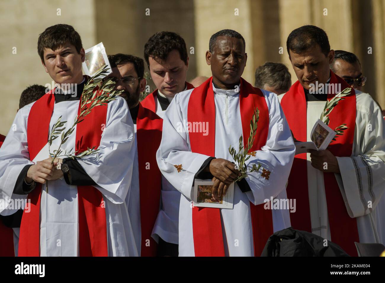 Priests attend the Palm Sunday Mass celebrated by Pope Francis in St ...