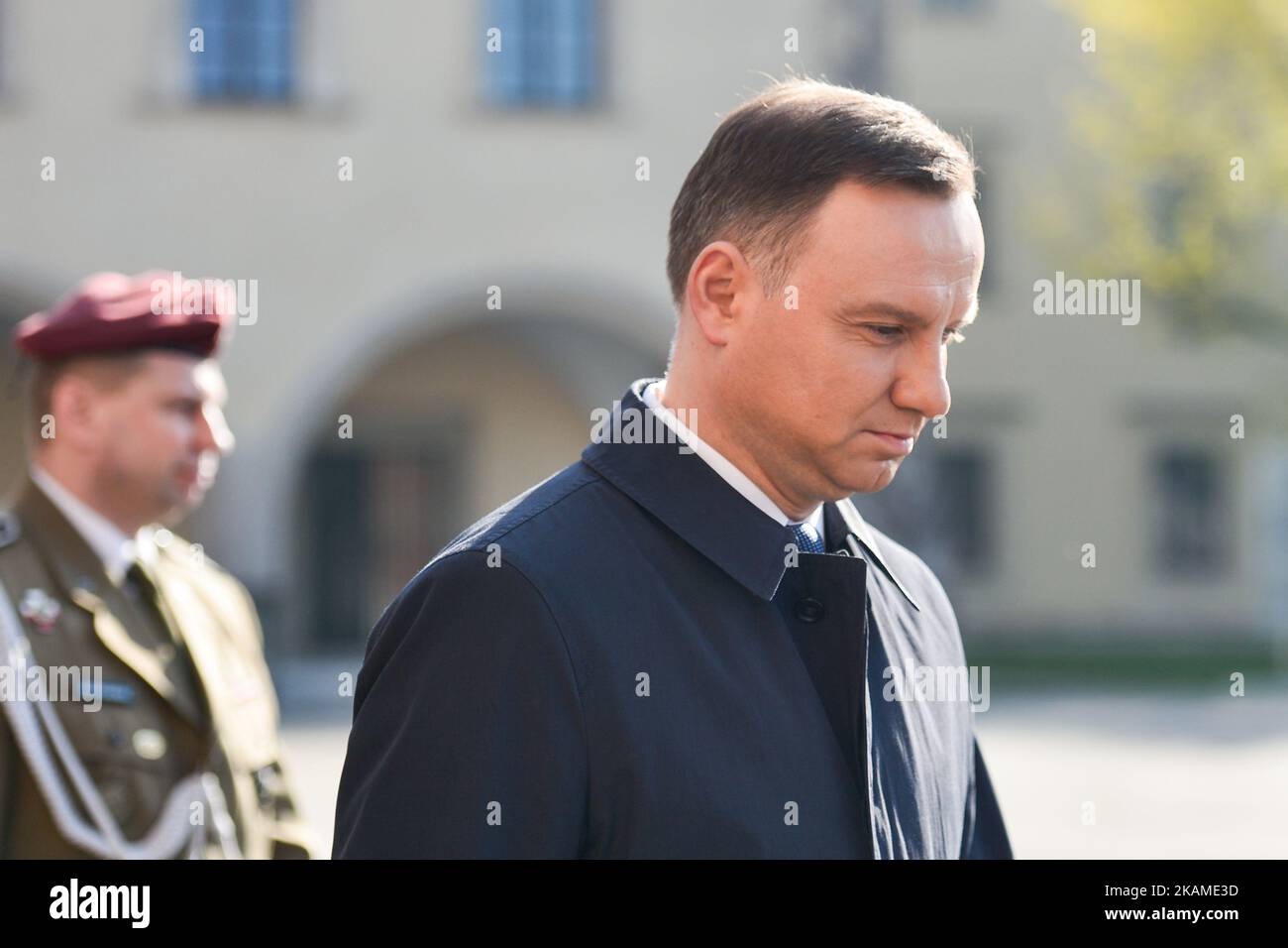 The President of Poland, Andrzej Duda, at the end of the visit of a ...