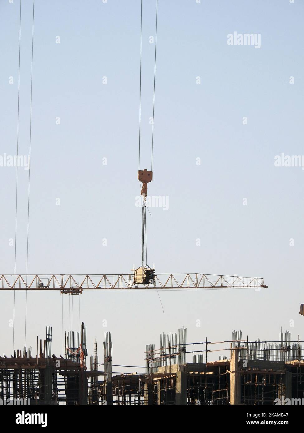 A construction site of new residential buildings and high rise with ...