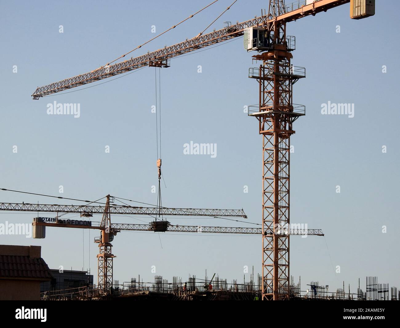 Giza, Egypt, October 16 2022: A construction site of new rise up of new ...