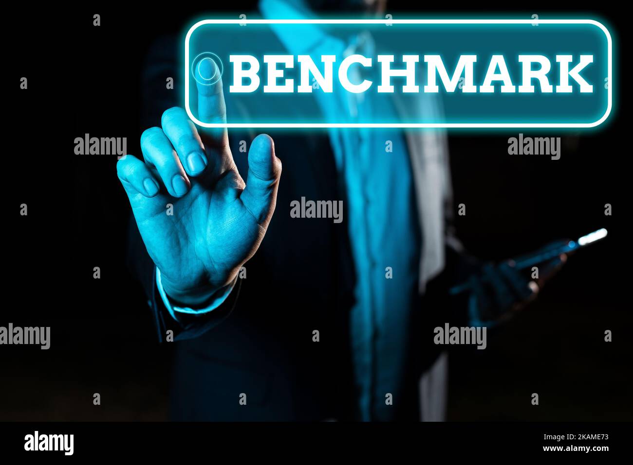 Writing displaying text Benchmark. Business showcase using or able to ...