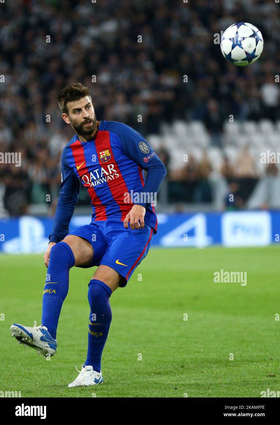 Gerard Pique of FC Barcelona at Juventus Stadium in Turin, Italy on ...
