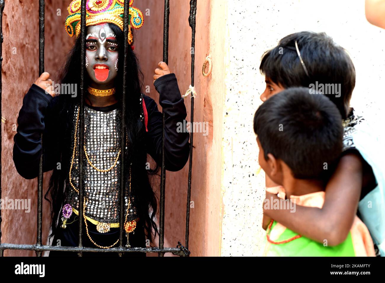 Hindu devotee dress as Lord Kali at the traditional Gajan Festival ...