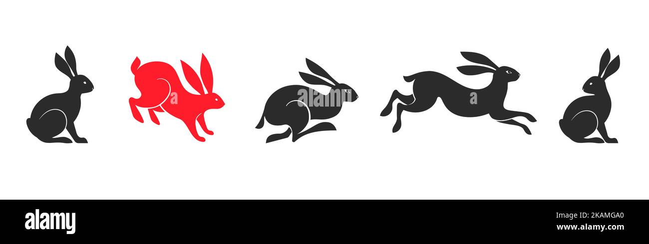 Collection of rabbits, bunnies illustrations. Chinese new year 2023 ...