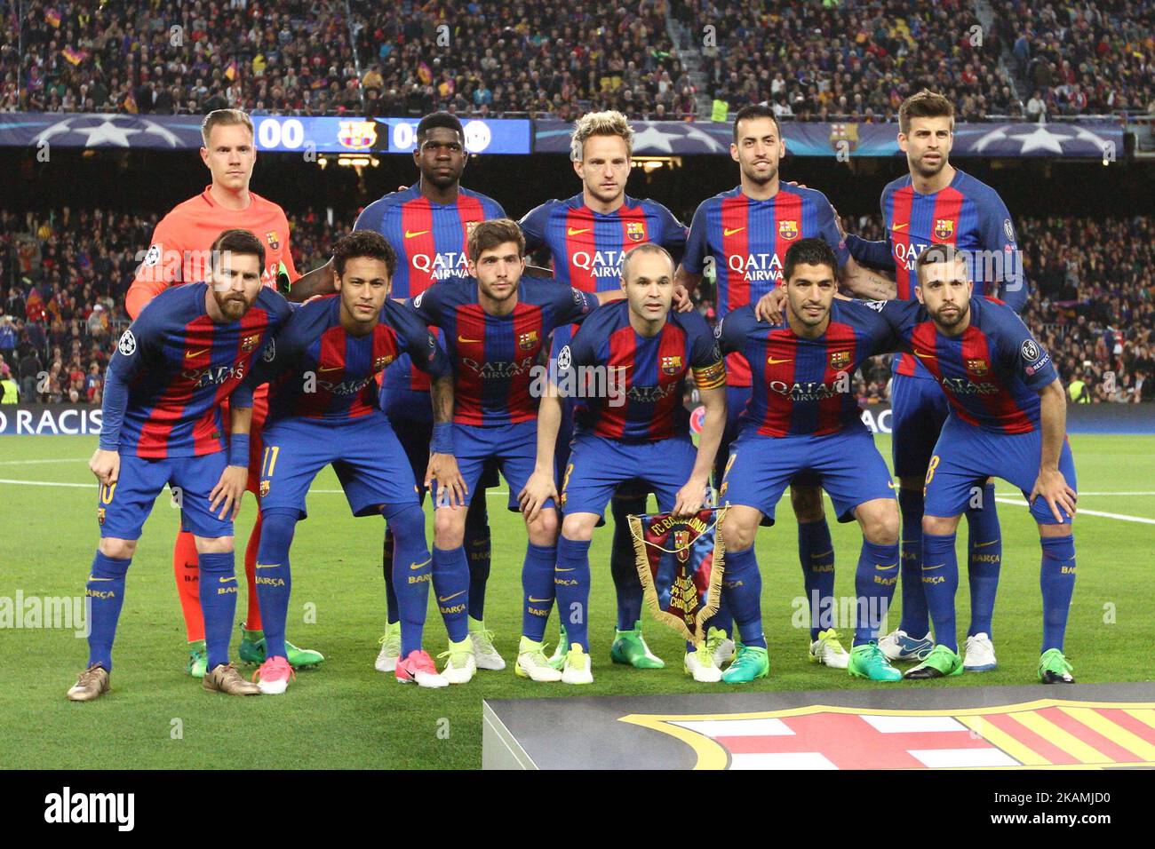 Barcelona team (Marc-Andre ter Stegen, Samuel Umtiti, Ivan Rakitic ...