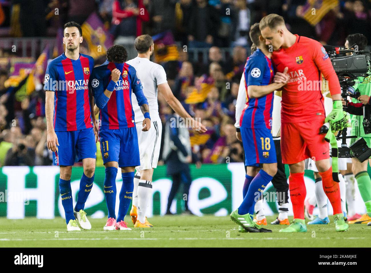 Neymar jr of FC Barcelona crying during the UEFA Champions League ...