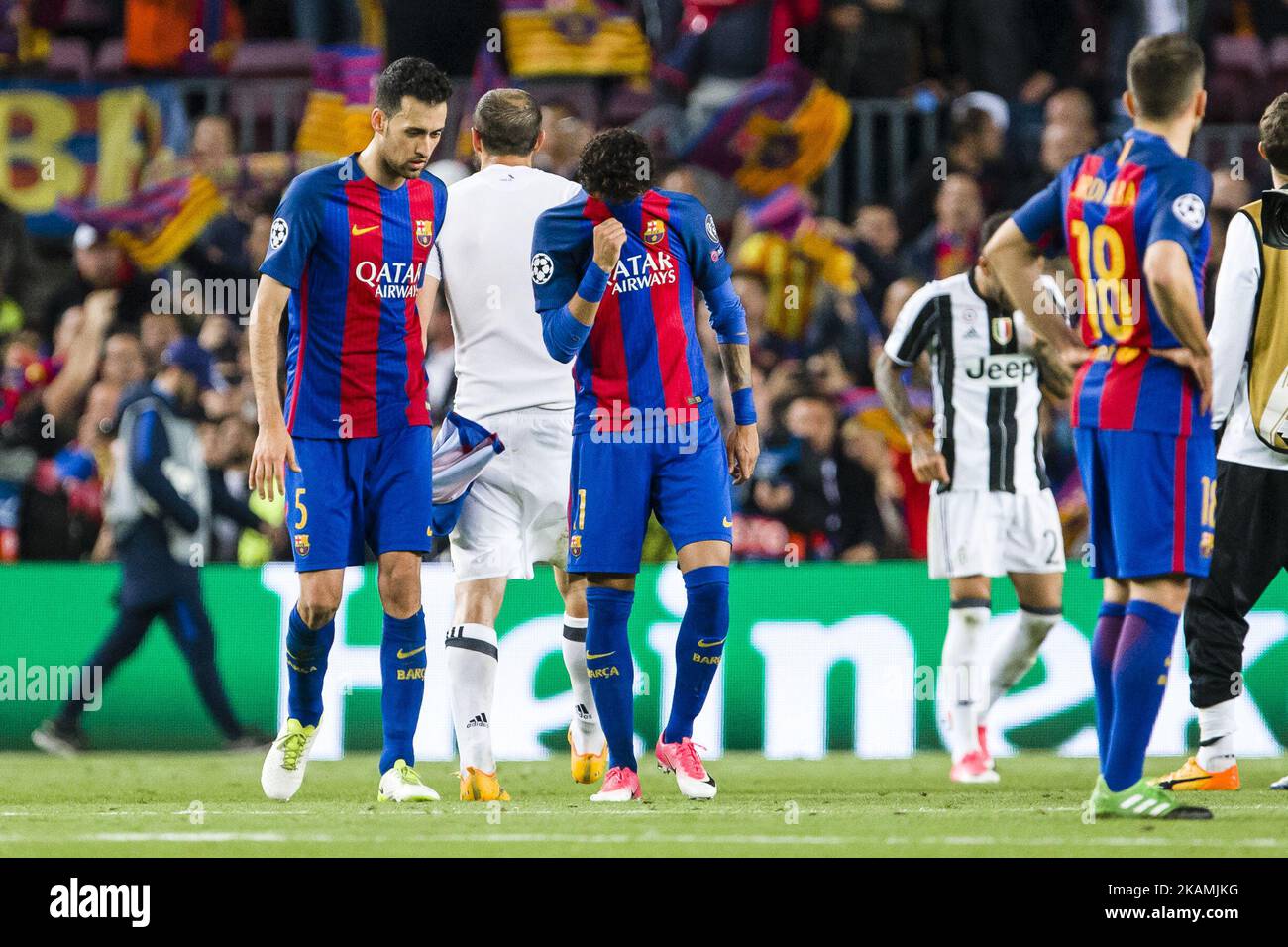 Neymar jr of FC Barcelona crying during the UEFA Champions League ...