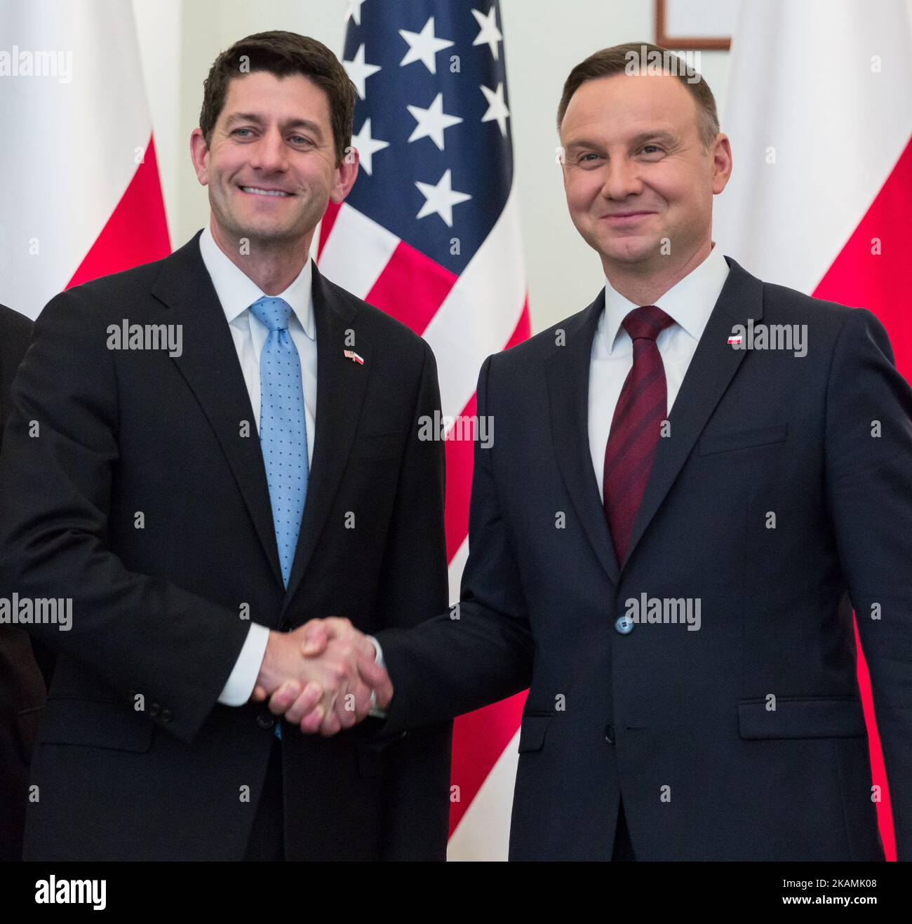 Polish President Andrzej Duda (R) and Speaker of the United States ...