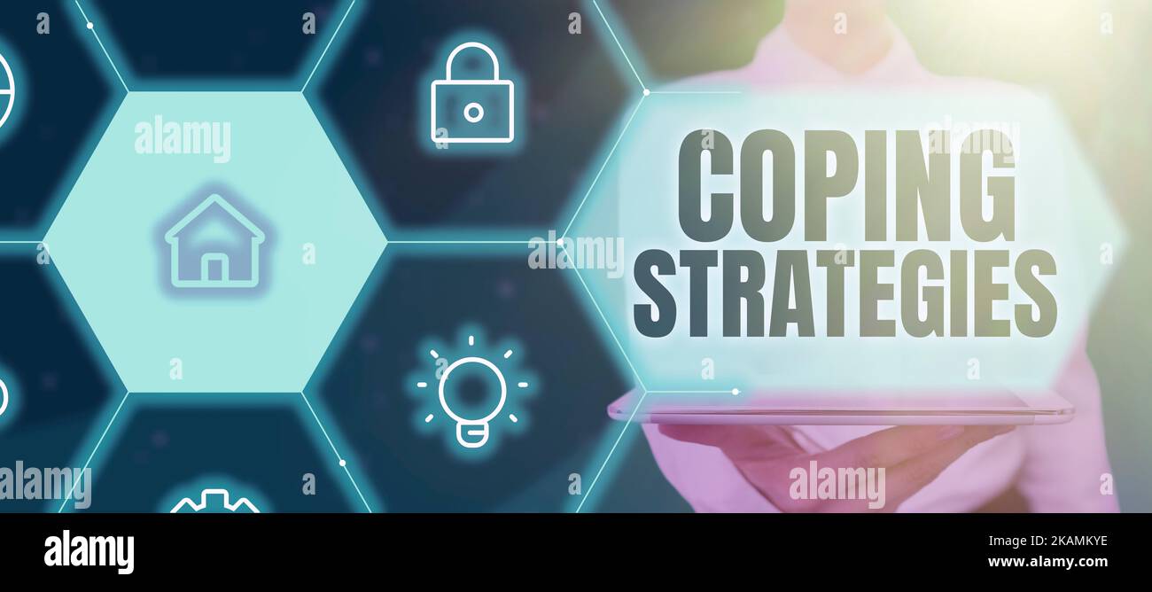 Conceptual caption Coping Strategies. Business overview general plan or ...