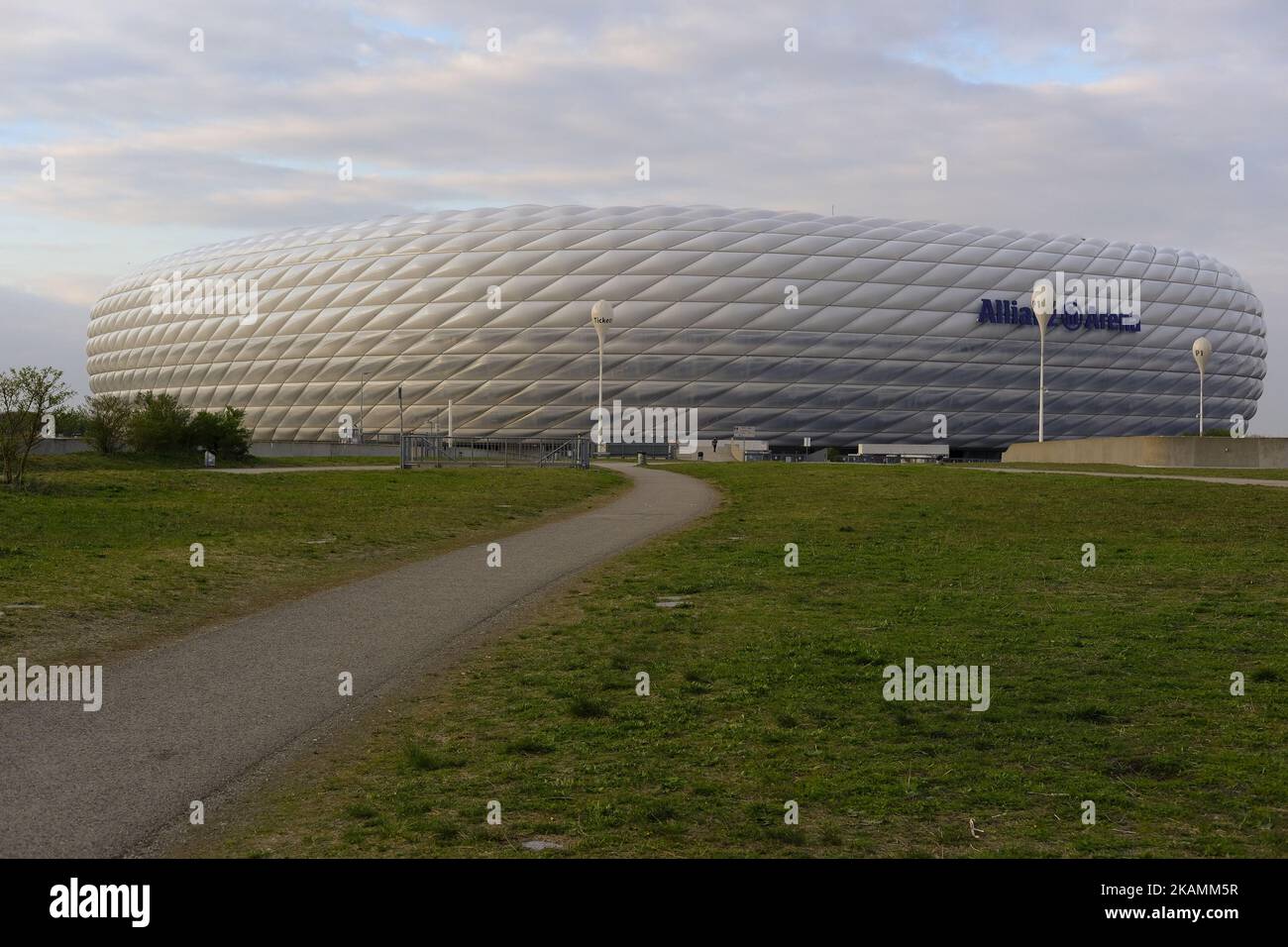 Exterior view of The Allianz Arena is a football stadium located in the ...
