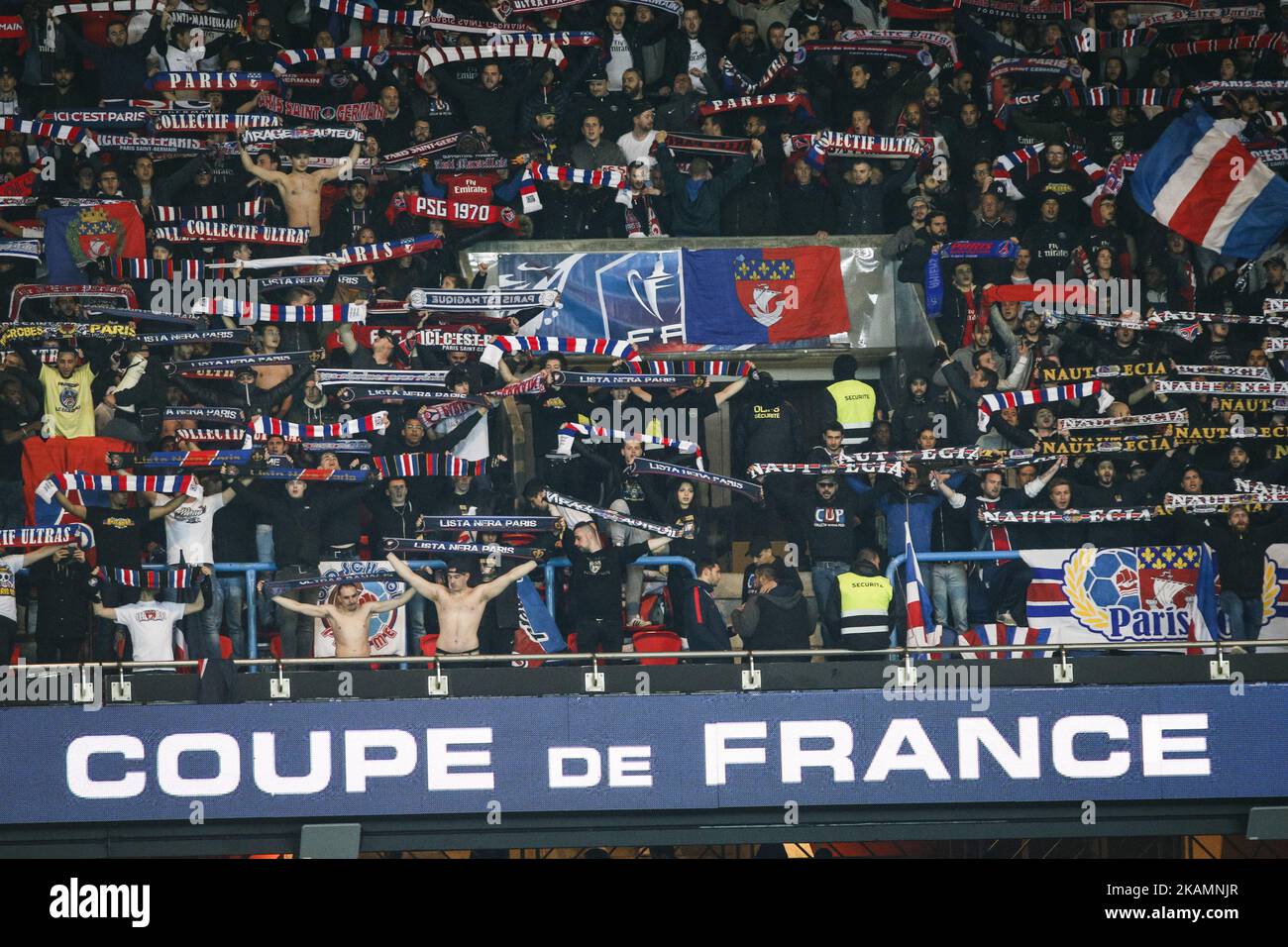 Paris Saint Germain's fans cheer during the French Cup, semi final ...