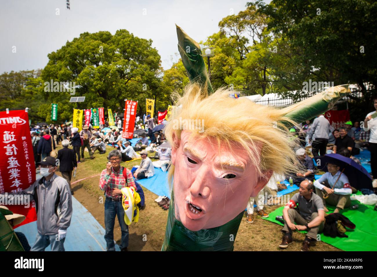 US President Donald Trump's effigy during the May Day Rally in Tokyo ...