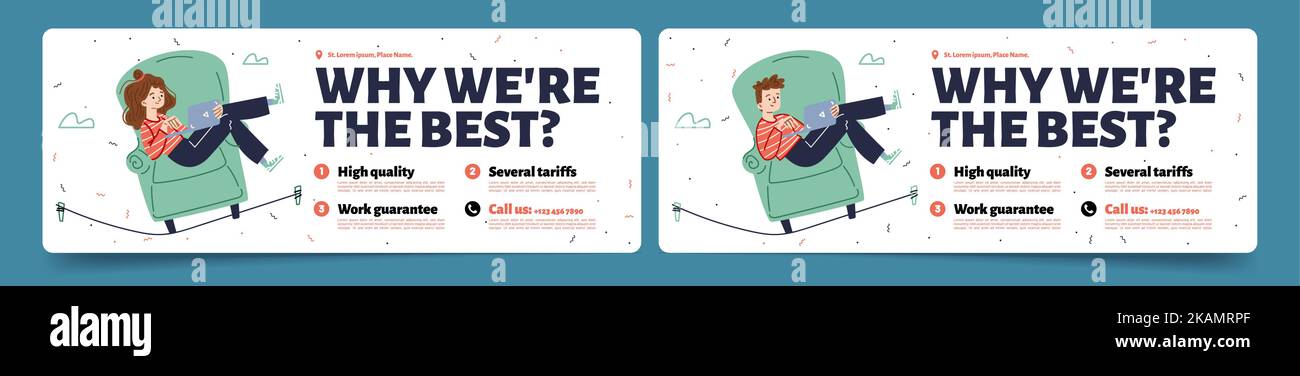 Why we are best, business advertising banner. Concept of work balance ...
