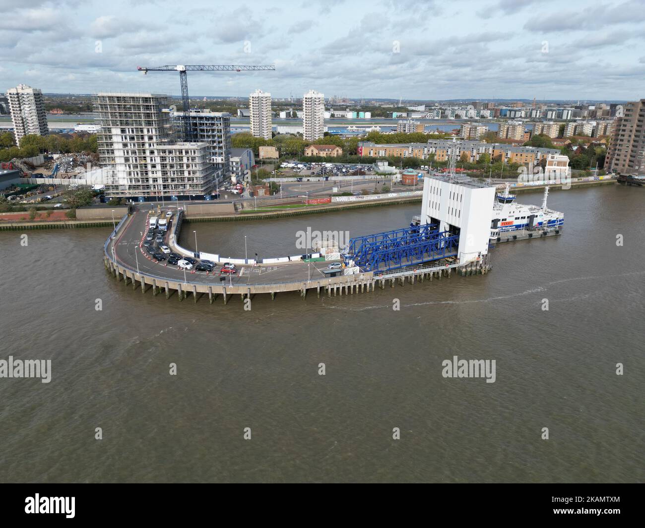 Drone of car crossing river hi-res stock photography and images - Alamy