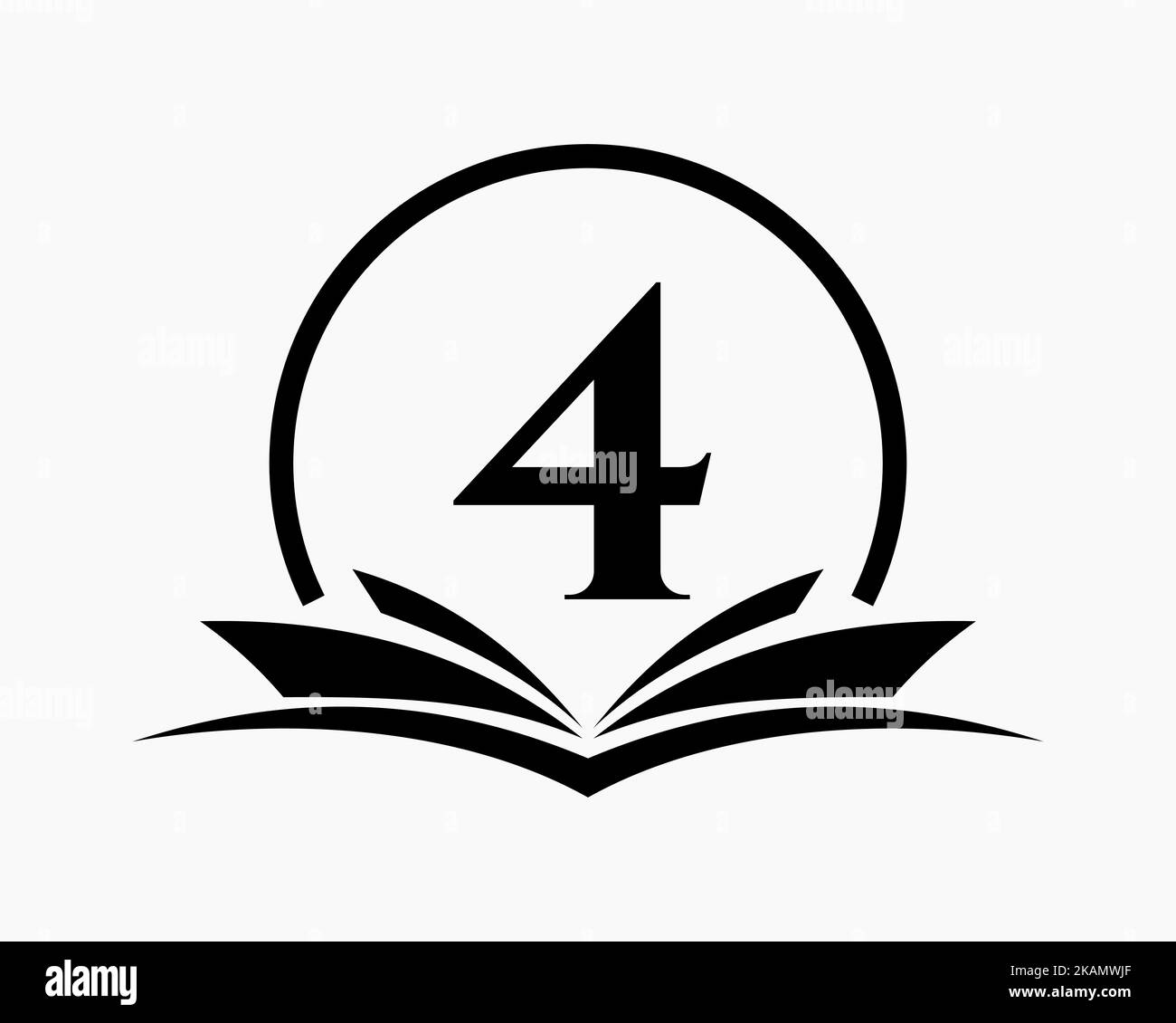 Letter 4 Education Logo Book Concept. Training Career Sign, University ...