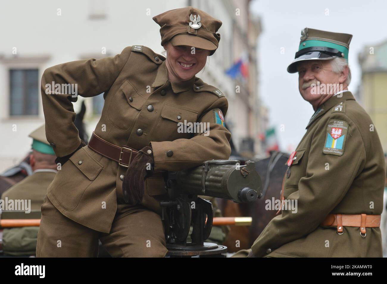 People wearing Polish Army Military Uniforms from diferent centuries ...