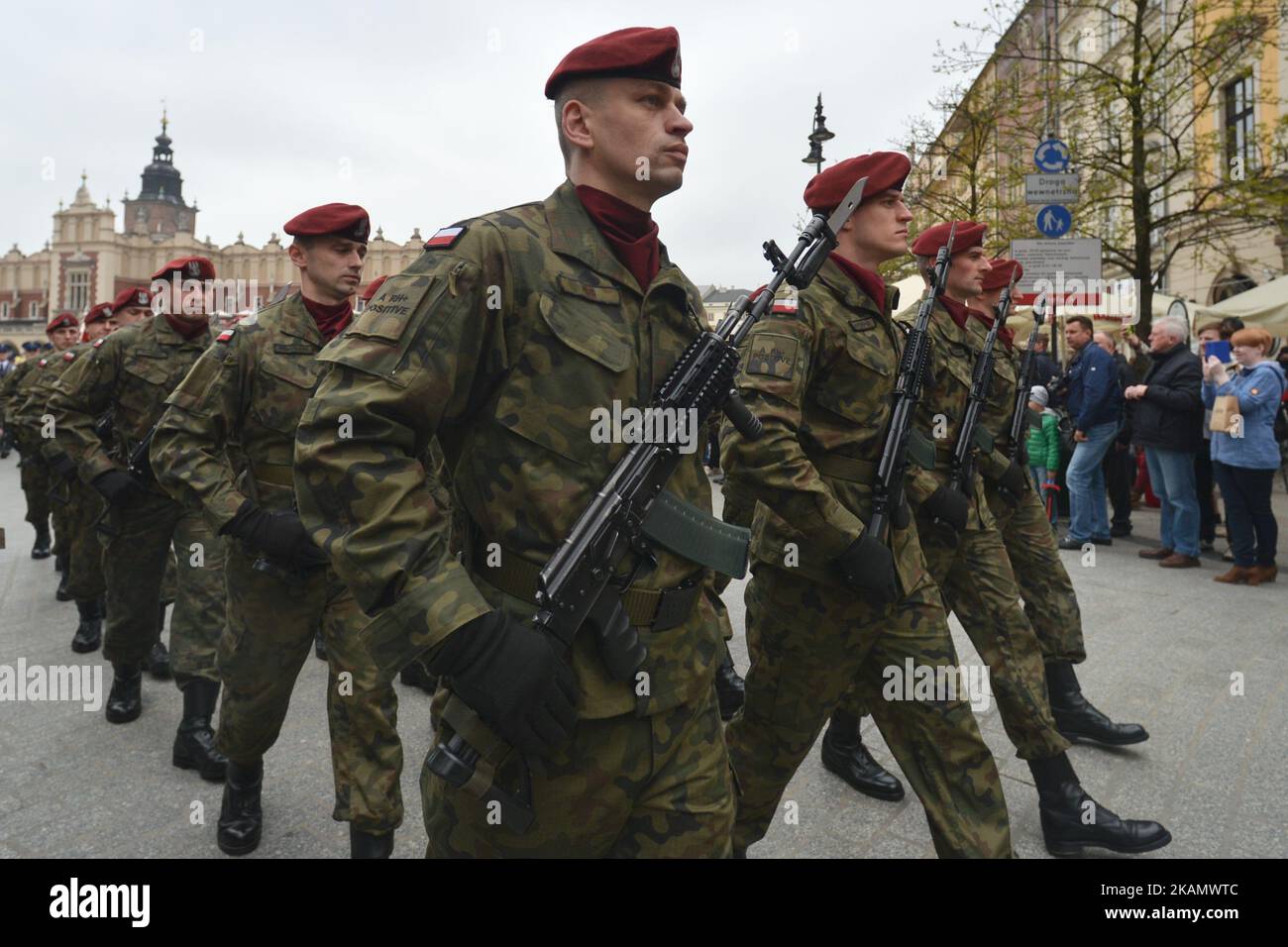 Hundreds take part of the patriotic march from Wawel Hill trough Krakow ...