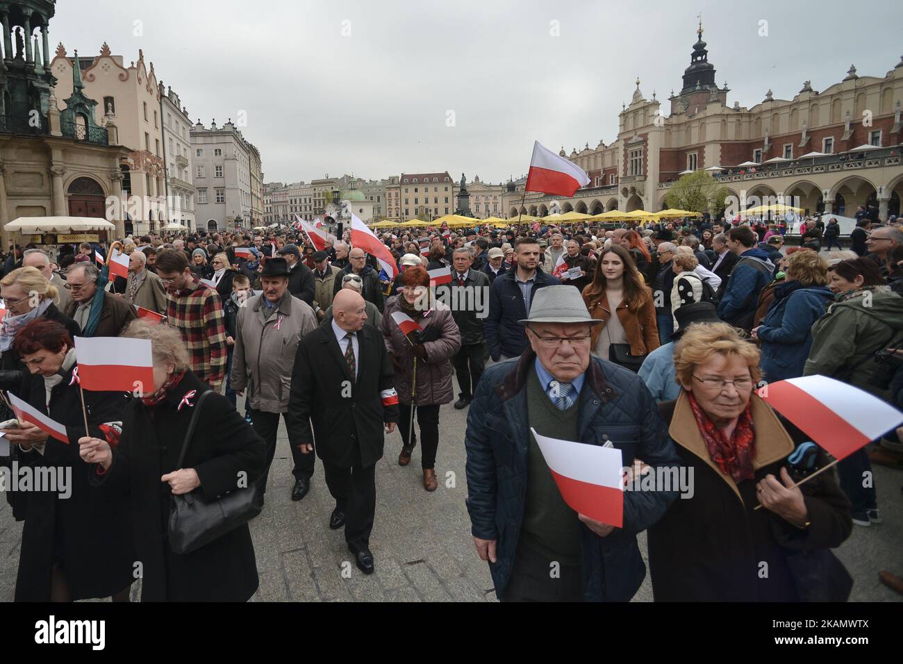 Hundreds take part of the patriotic march from Wawel Hill trough Krakow ...