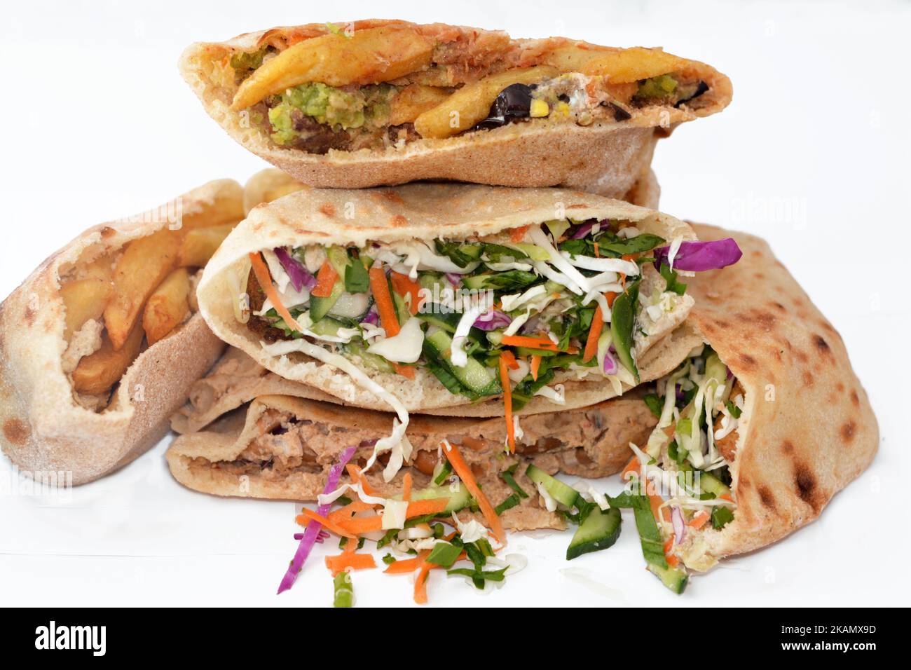 Traditional Egyptian popular breakfast street sandwiches of mashed fava ...