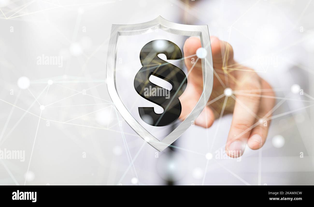 Two fingers pointing at a 3D rendered paragraph sign Stock Photo - Alamy