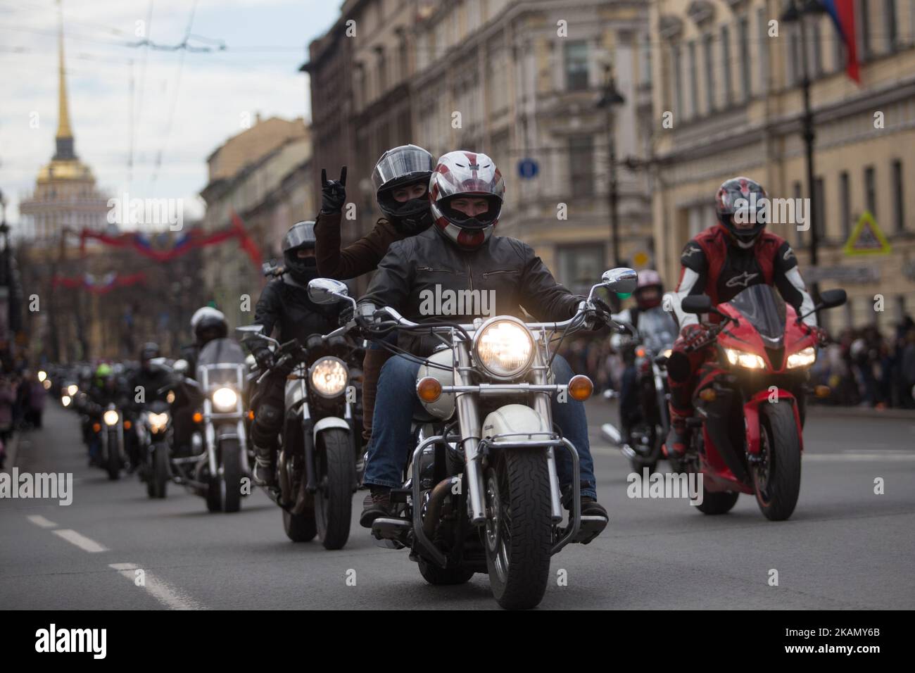 Russian bikers rides during the opening ceremony of the new motorbiking ...