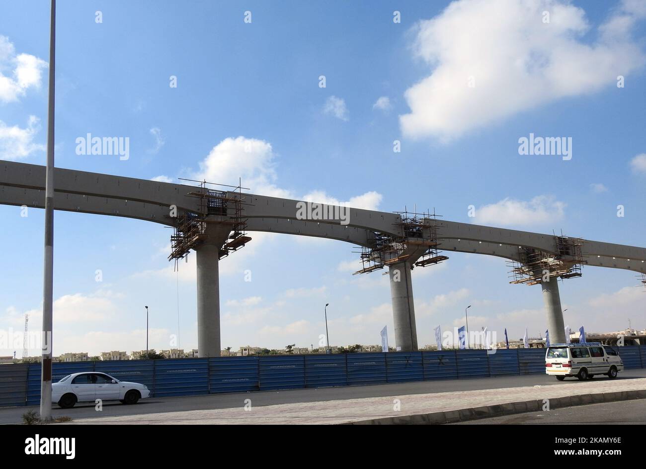 Cairo, Egypt, October 14 2022: Construction site of new Cairo monorail ...