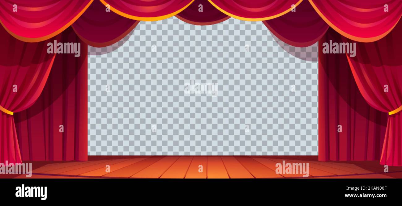 Stage red curtains isolated, empty frames of drapery for theater scene ...