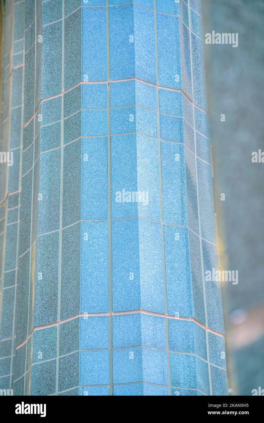 Glossy tile pillars of a building in downtown Tucson, Arizona. Close-up ...