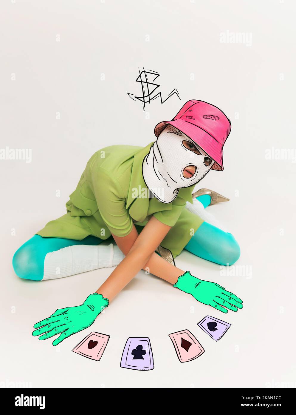 Contemporary art collage. Creative design. Young girl in image of ...