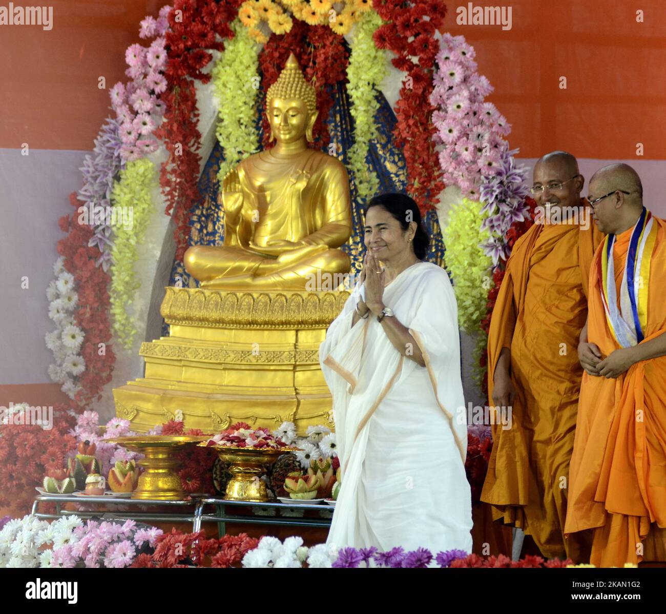 West Bengal Chief Minister Mamata Banerjee praying during the Buddha ...
