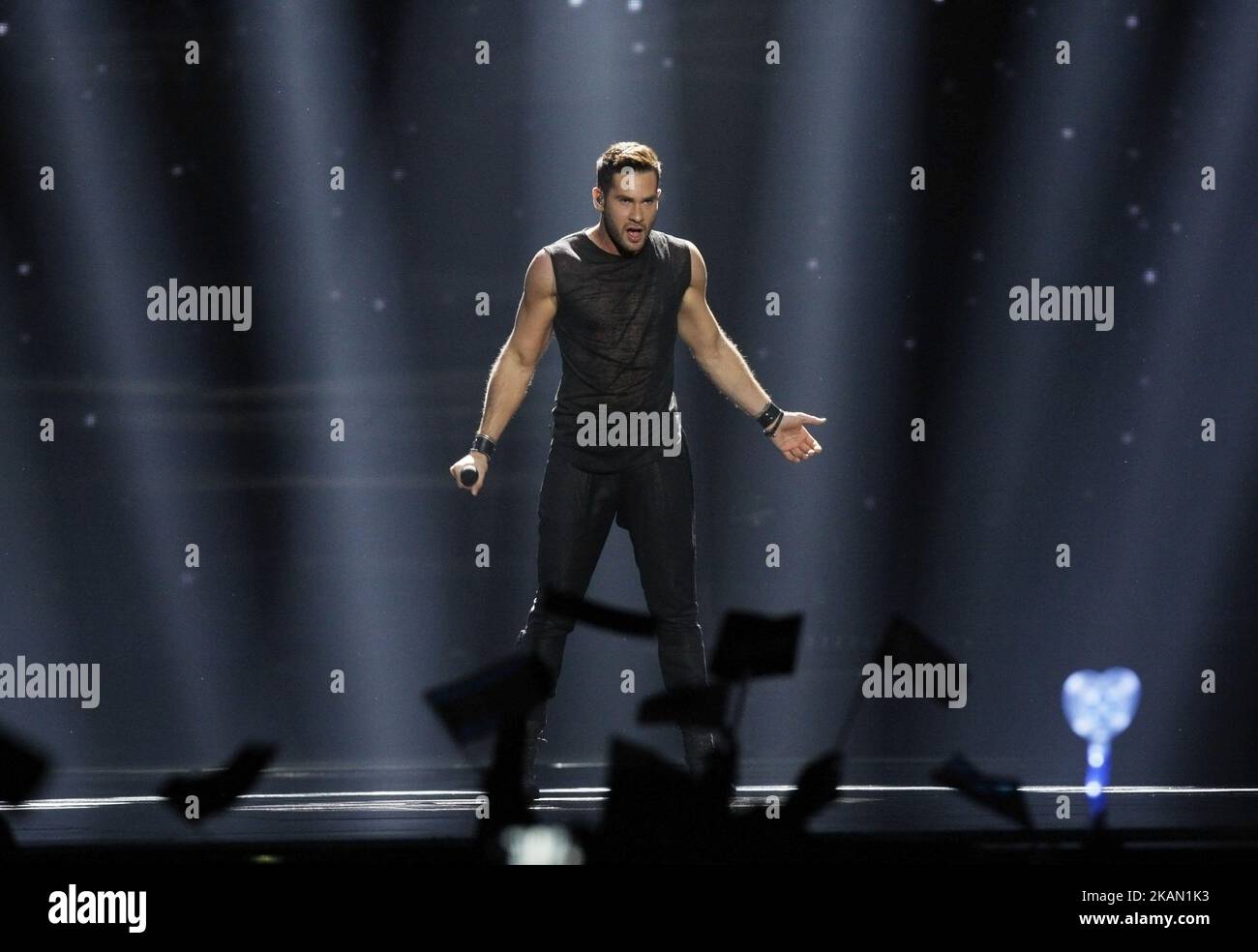 Imri Ziv from Israel performs the song "I Feel Alive", during the ...