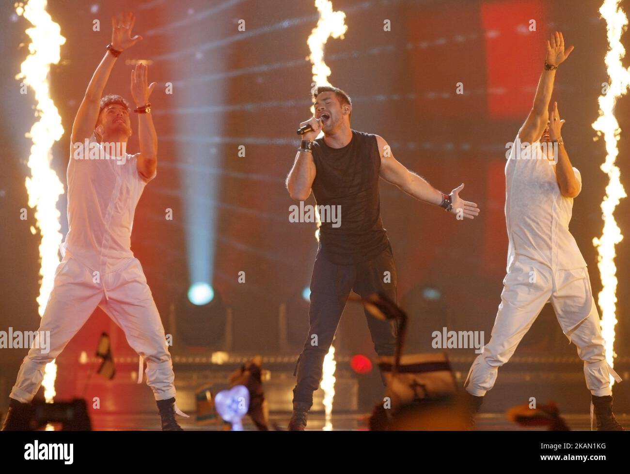 Imri Ziv from Israel performs the song "I Feel Alive", during the ...