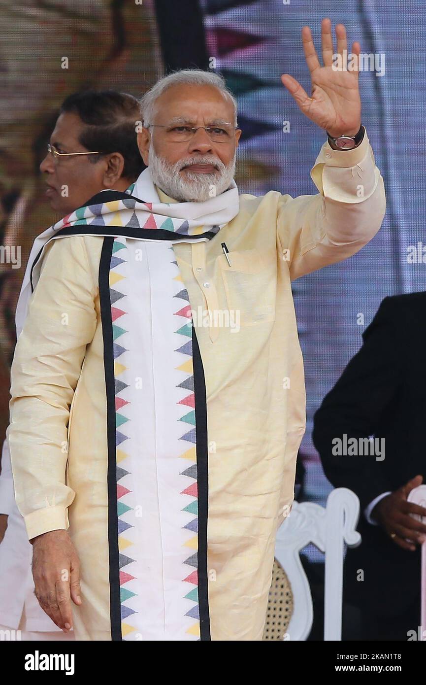Indian prime minister narendra modi waves hi-res stock photography and ...