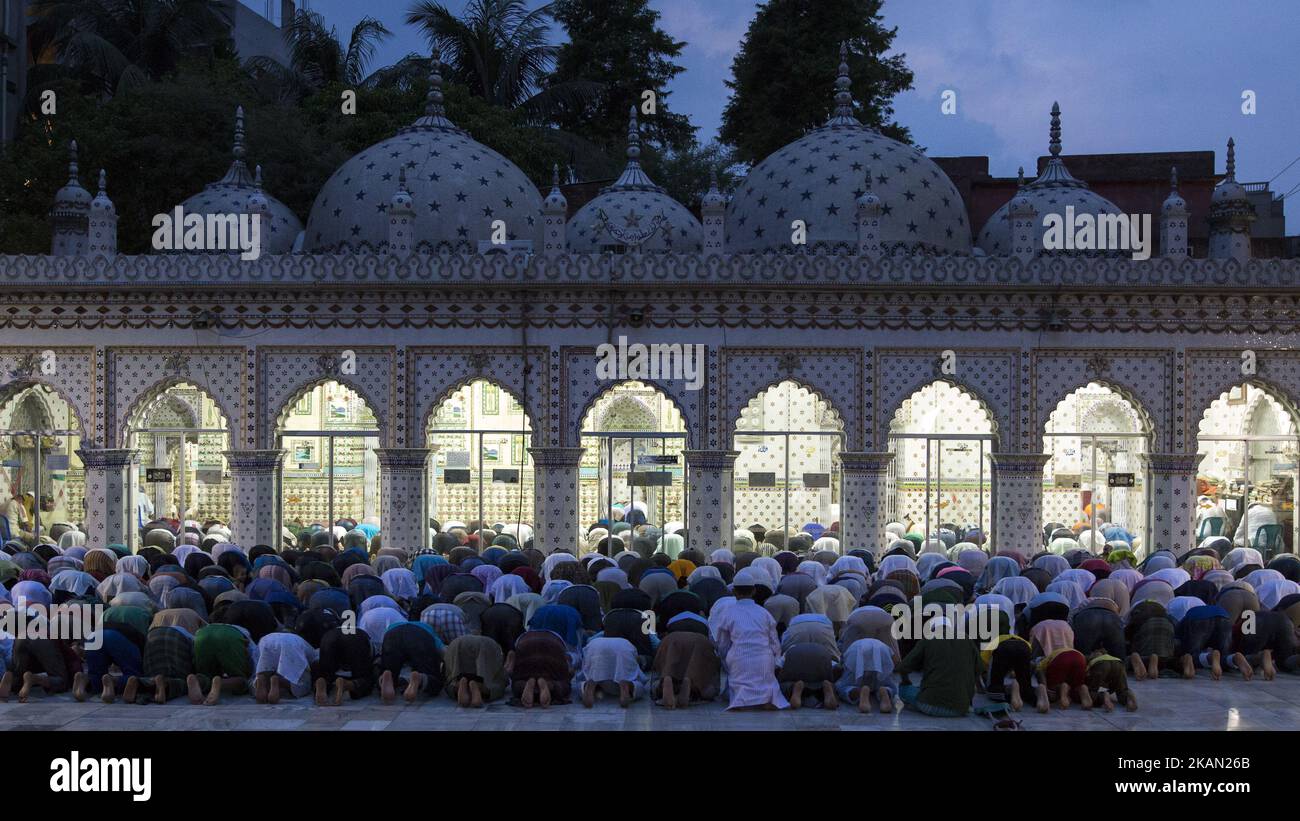 Muslims pray namaz at a mosque in Dhaka, Bangladesh on May 11, 2017 ...