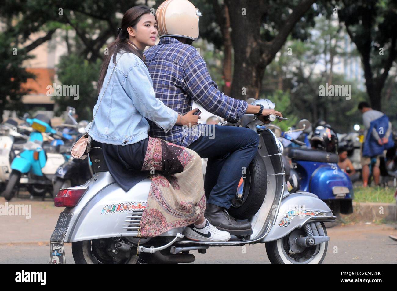 Vespa association promote the Jakarta Mods Mayday 2017 on May 13, 2017 ...