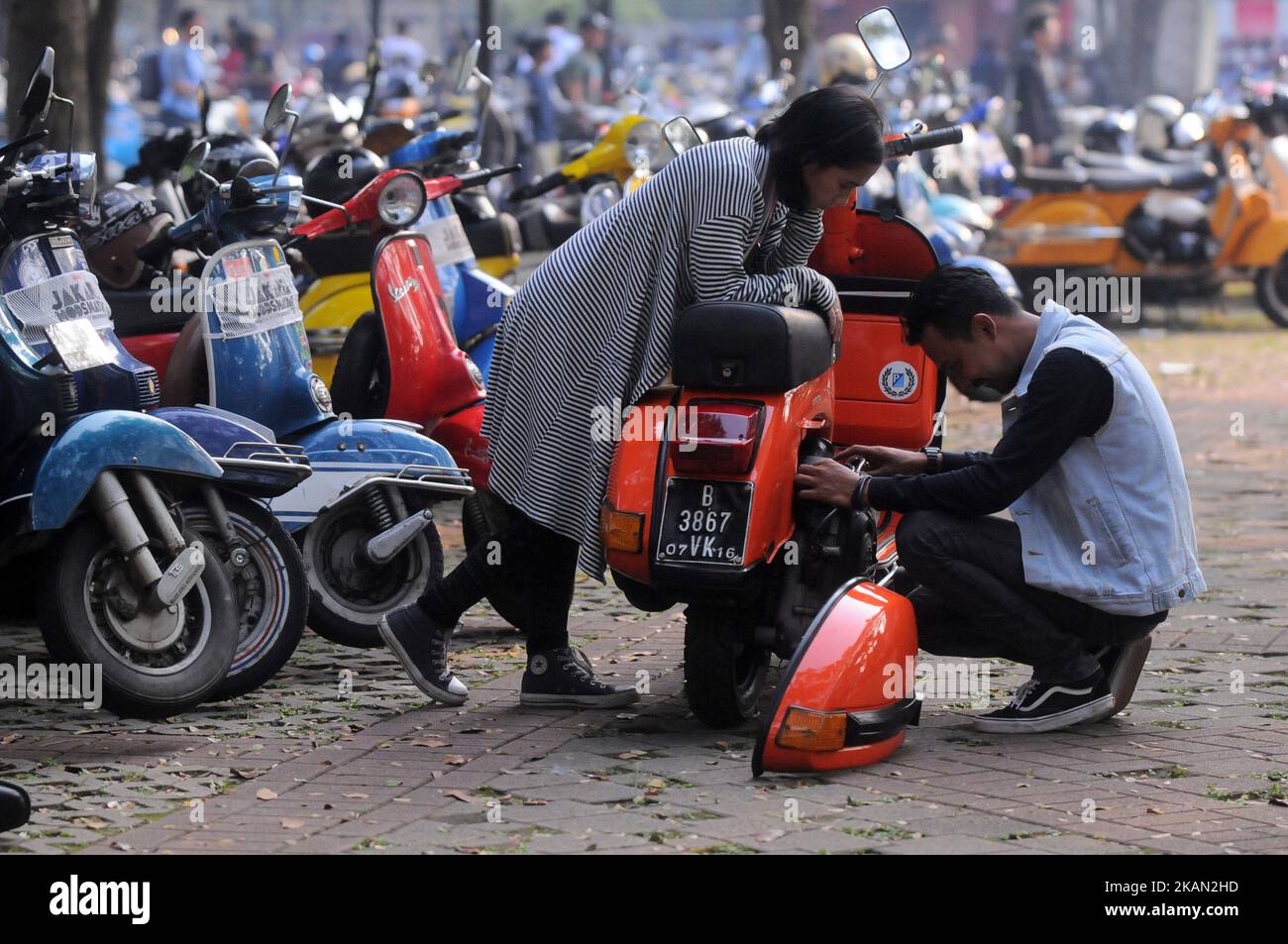 Vespa association promote the Jakarta Mods Mayday 2017 on May 13, 2017 ...