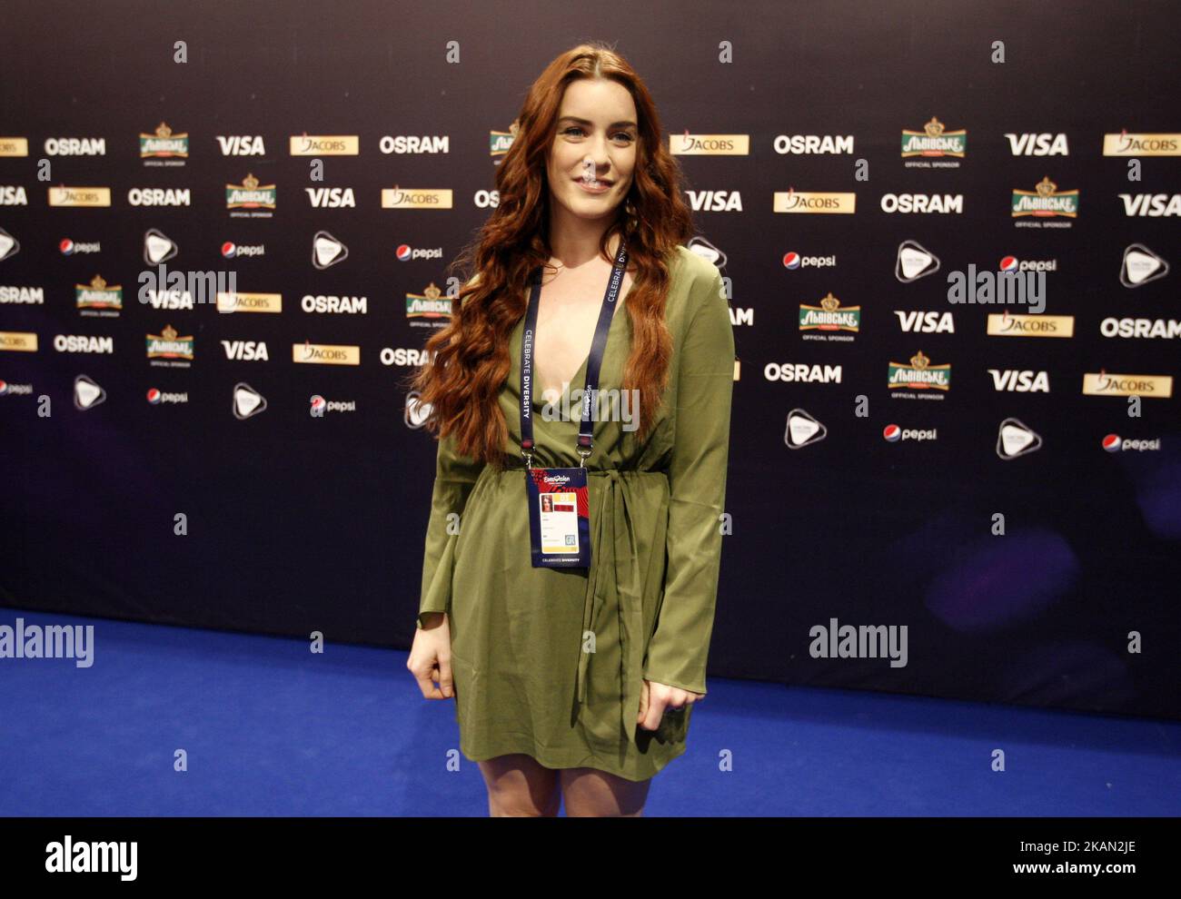 Lucie Jones of the United Kingdom poses for photographers, during a ...