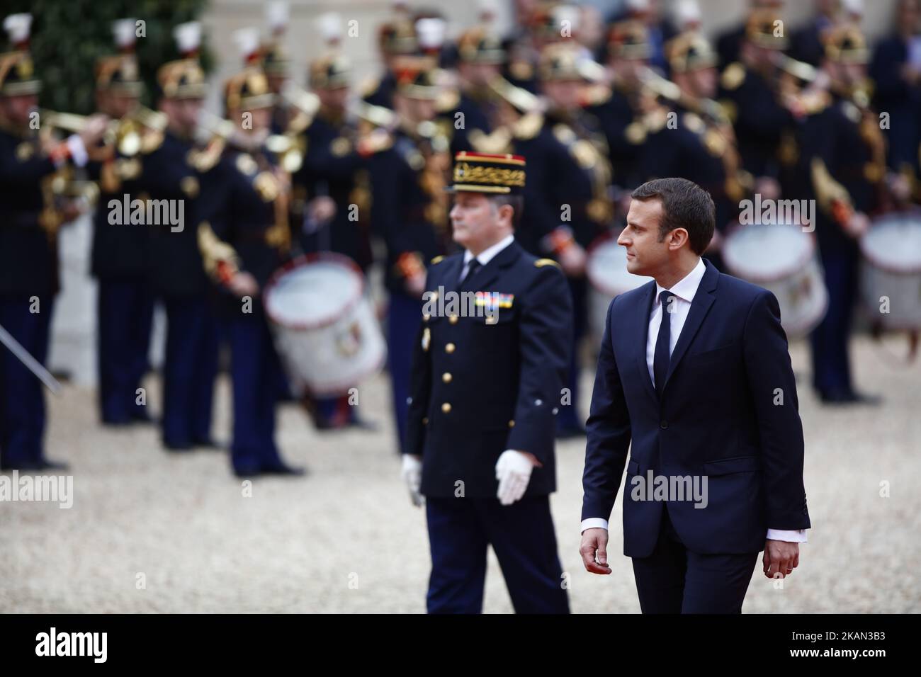 French newly elected President Emmanuel Macron arrives at the Elysee ...