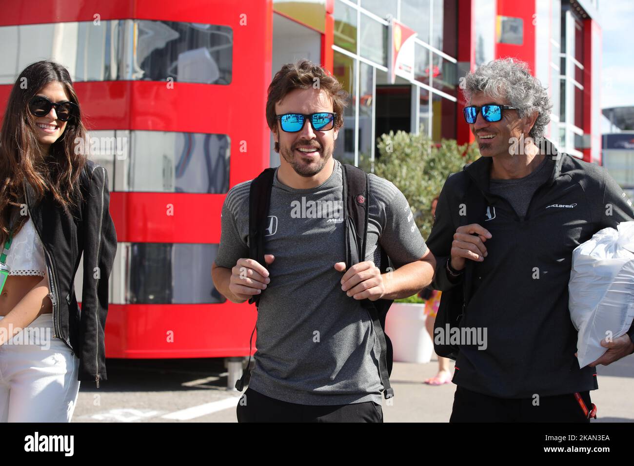 Fernando alonso with his girlfriend, Linda Morselli during the Formula ...