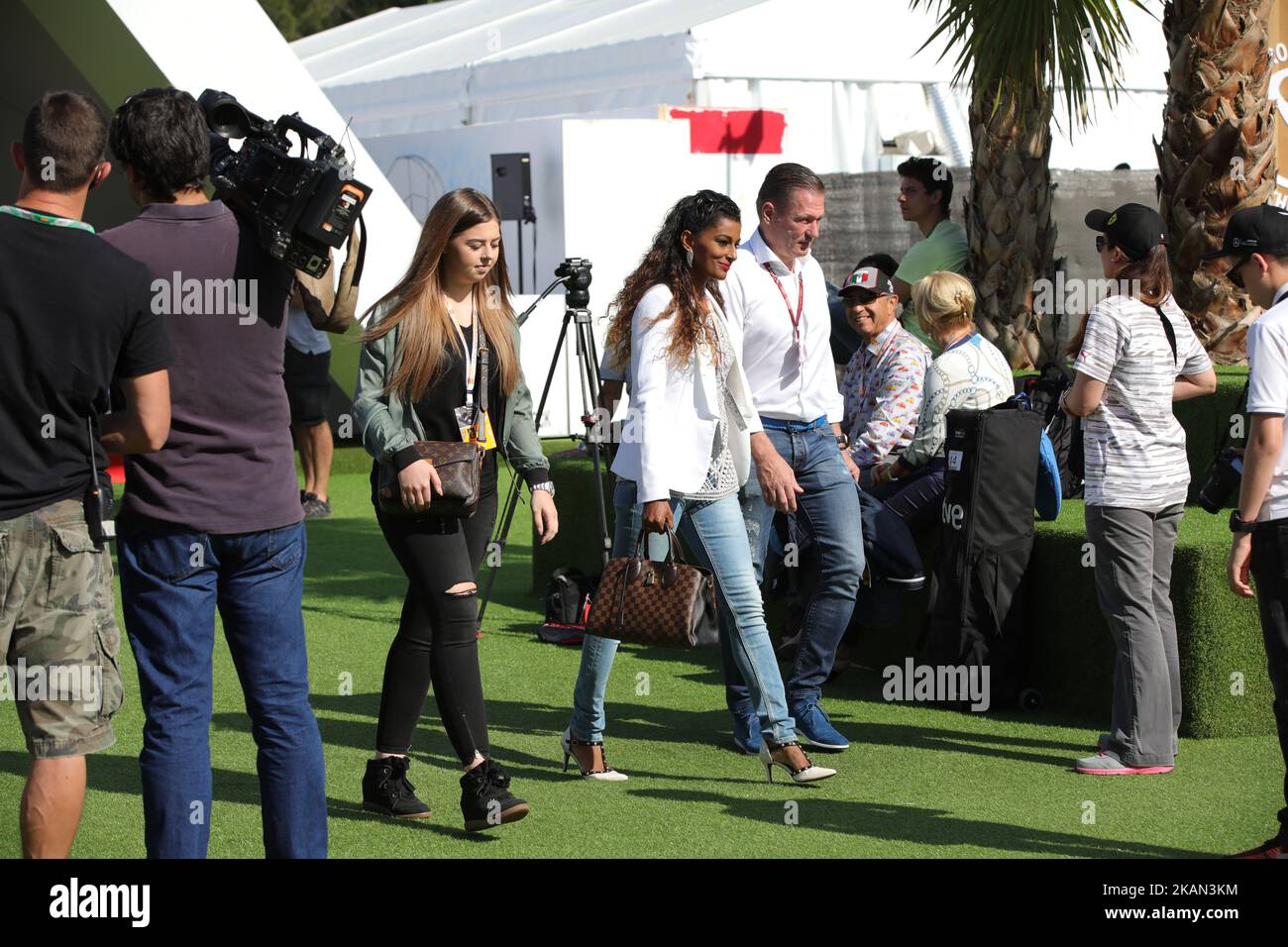 Jos Verstappen with his girldfriend and his daughter during the Formula ...