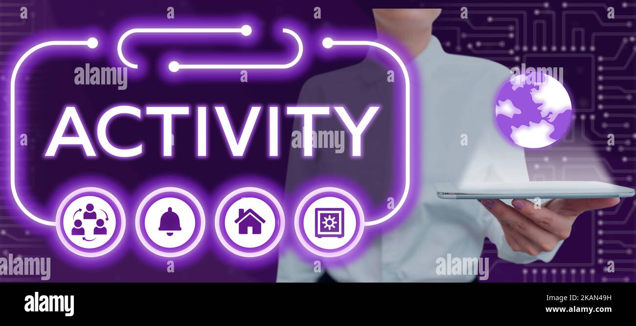 Text sign showing Activity. Word Written on enterprise involving ...