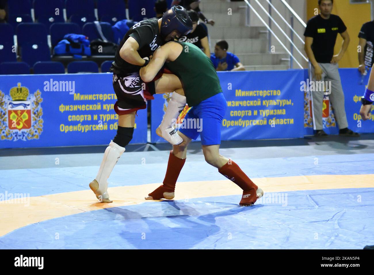 Orenburg, Russia - October 5, 2019: Men compete in Pankration wrestling ...