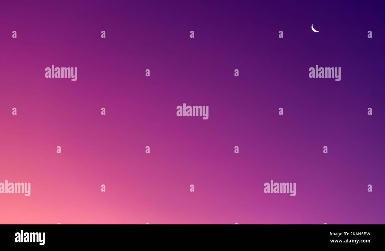 A beautiful indigo sunset sky and crescent moon, perfect for wallpaper ...