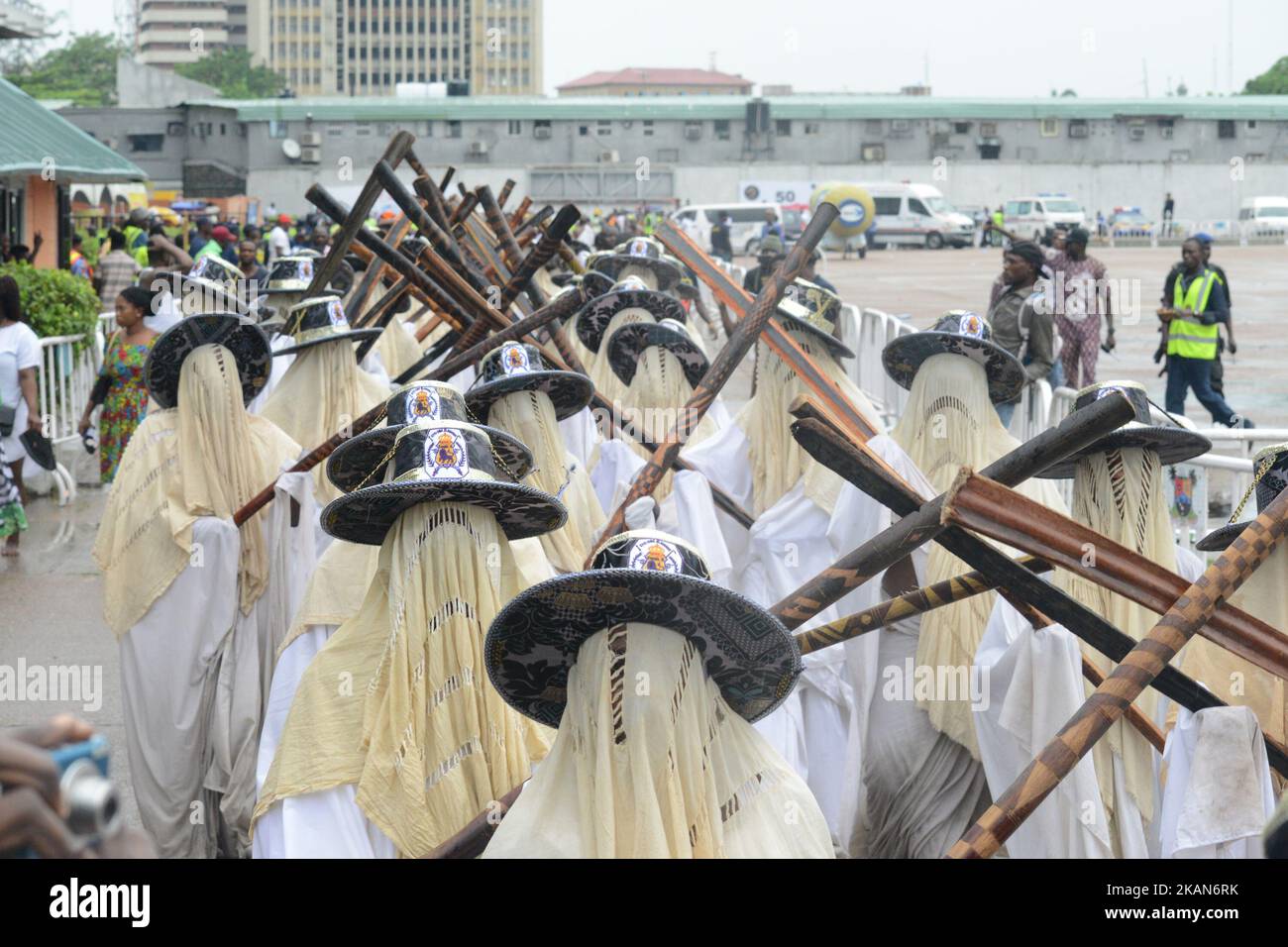 Eyo Elegushi masqueraders perform during 2017 Eyo festival held in ...