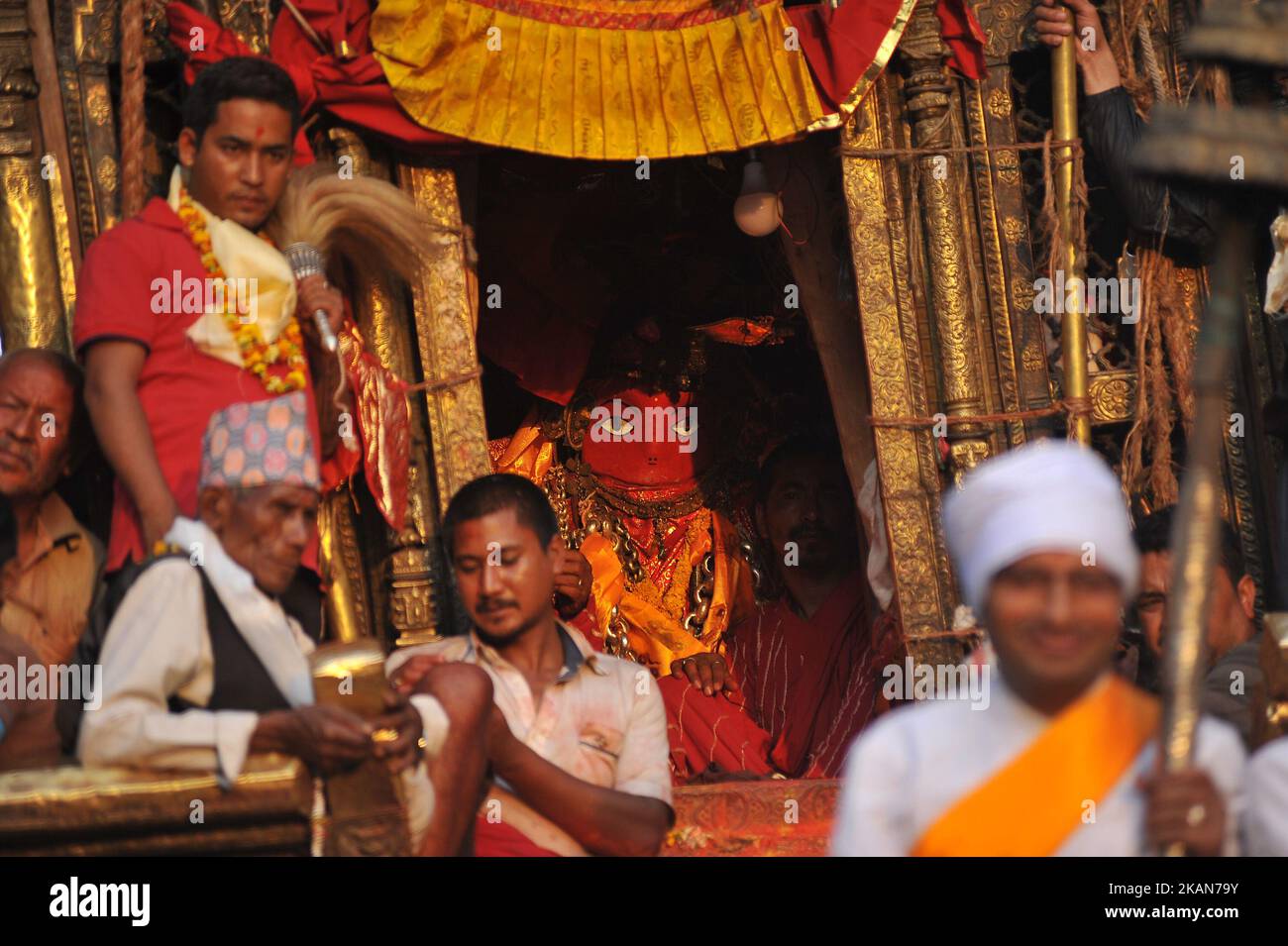 Nepalese Devotees pulling the chariot during the last day of chariot ...